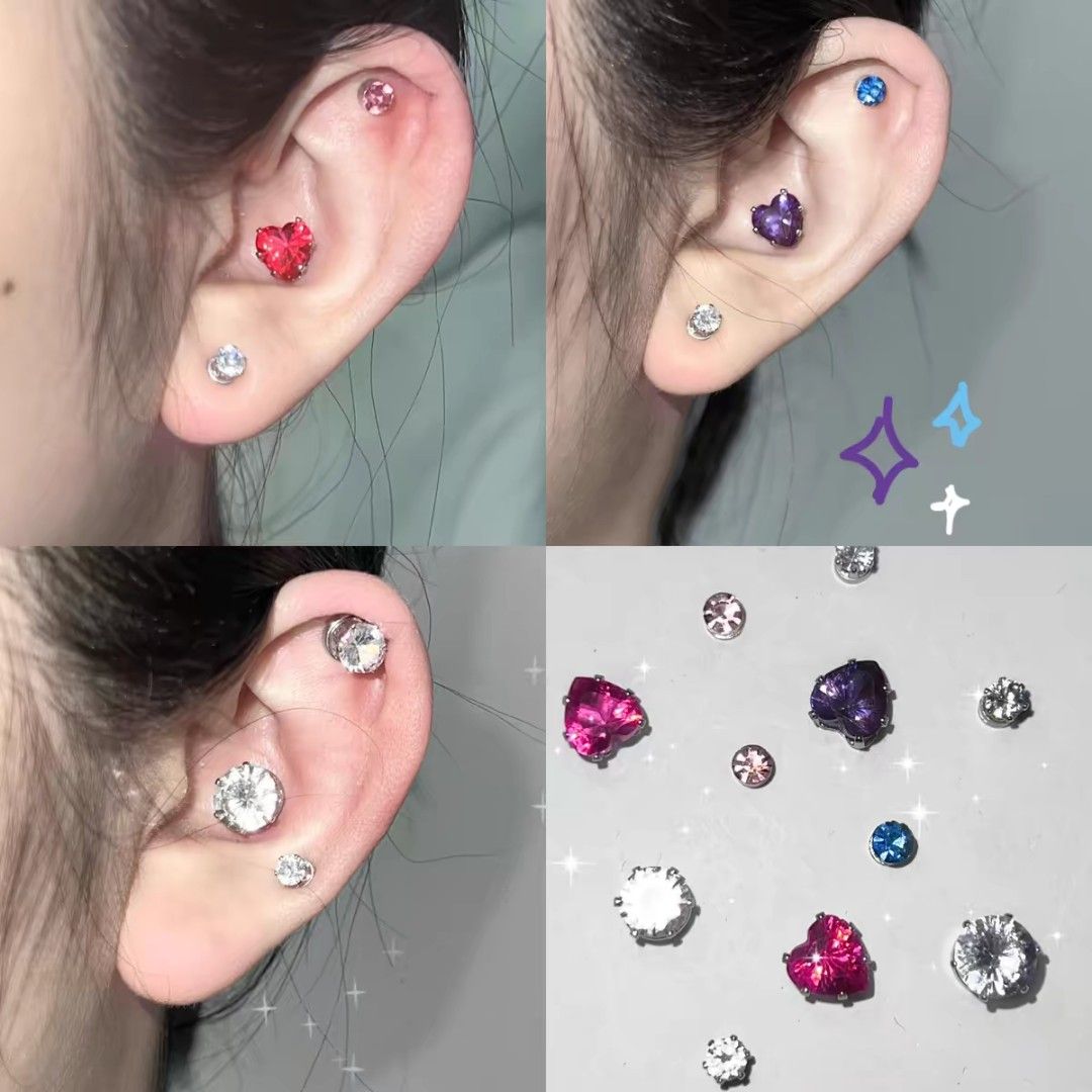 Pink Love Magnet Ear Piercing, Women's Fashion, Jewelry & Organisers ...