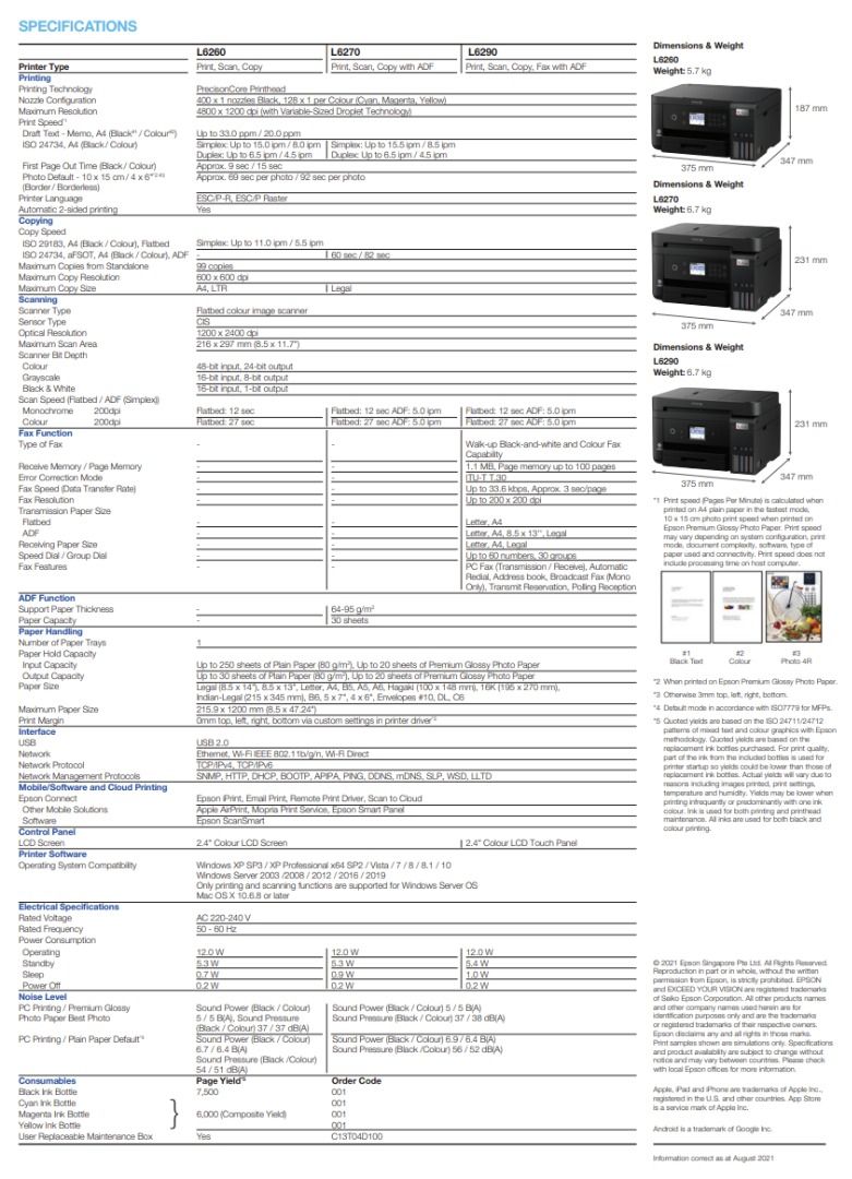 [SALE] Epson L6290 EcoTank A4 Wi-Fi Duplex All-in-One Ink Tank Printer ...