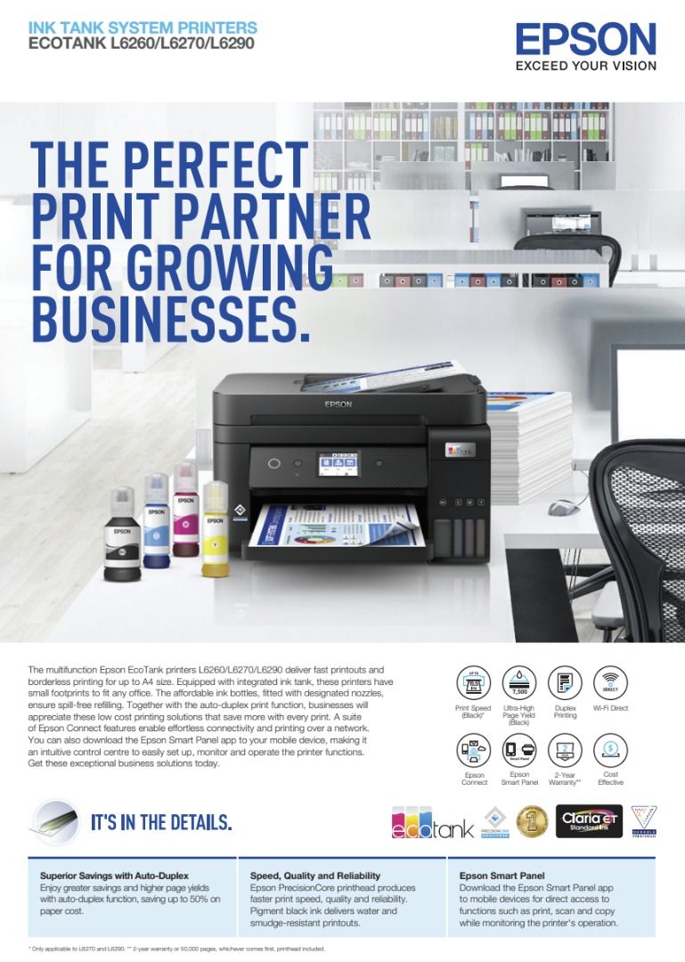 [SALE] Epson L6290 EcoTank A4 Wi-Fi Duplex All-in-One Ink Tank Printer ...