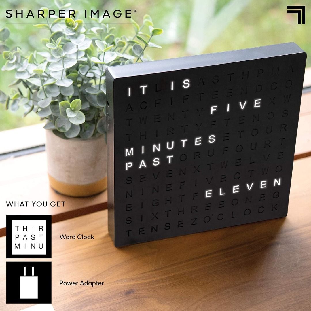 Sharper Image LED Light-Up Word Clock, 7.75" Modern Design, Furniture ...