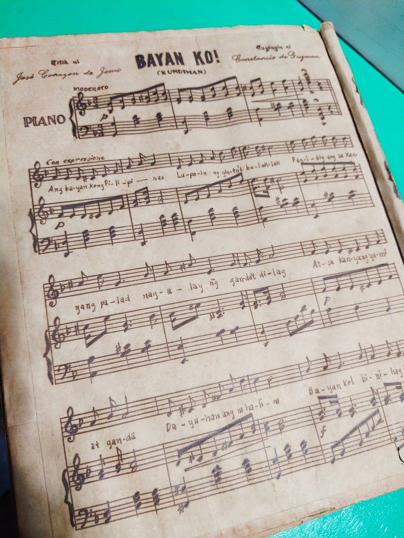 Vintage "BAYAN KO!"/Music sheet/1st release to the public/J.C.de Jesus/C.de Guzman/1929/One of a ...
