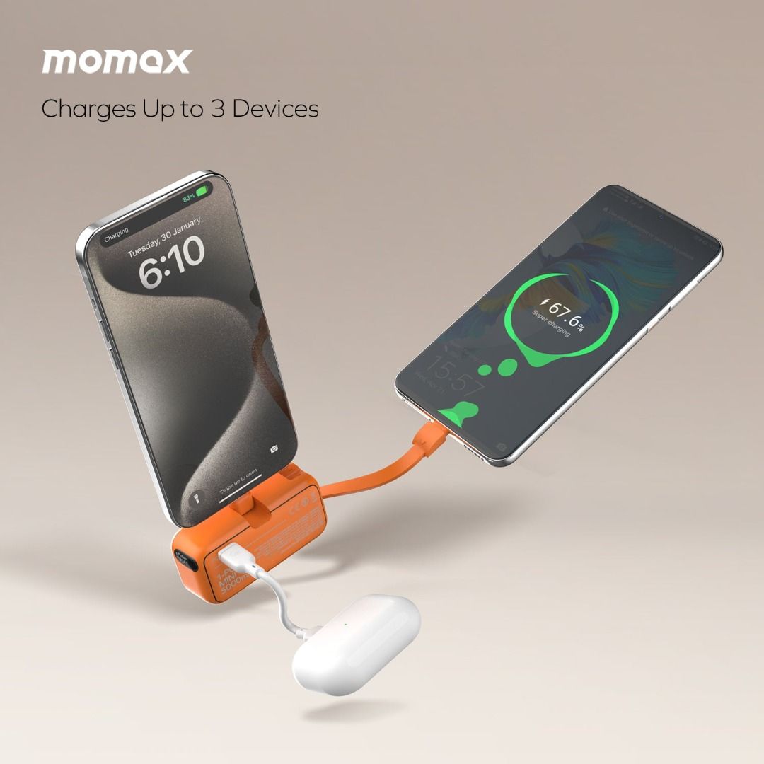 [預訂2403] Momax - IP130 1-Power Mini 5000mAh Battery Pack 内置可折叠USB-C移動電源 ...