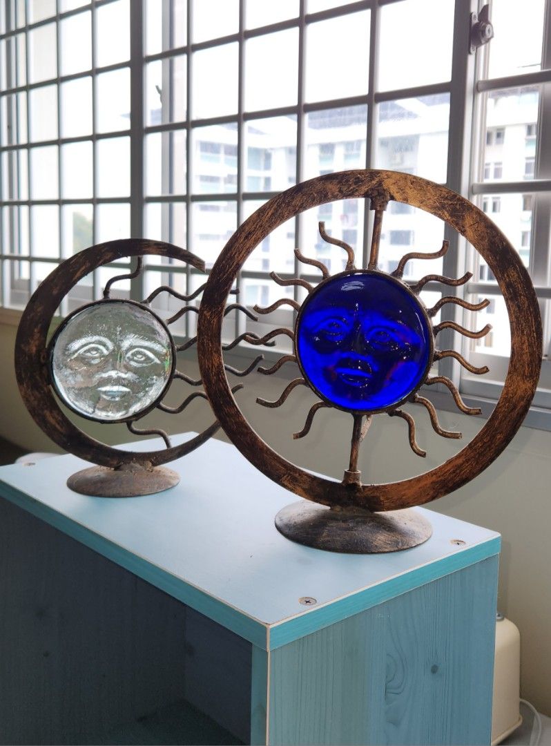 Vintage Rustic Metal Glass Sun Face Candle Holder * Imported from ...