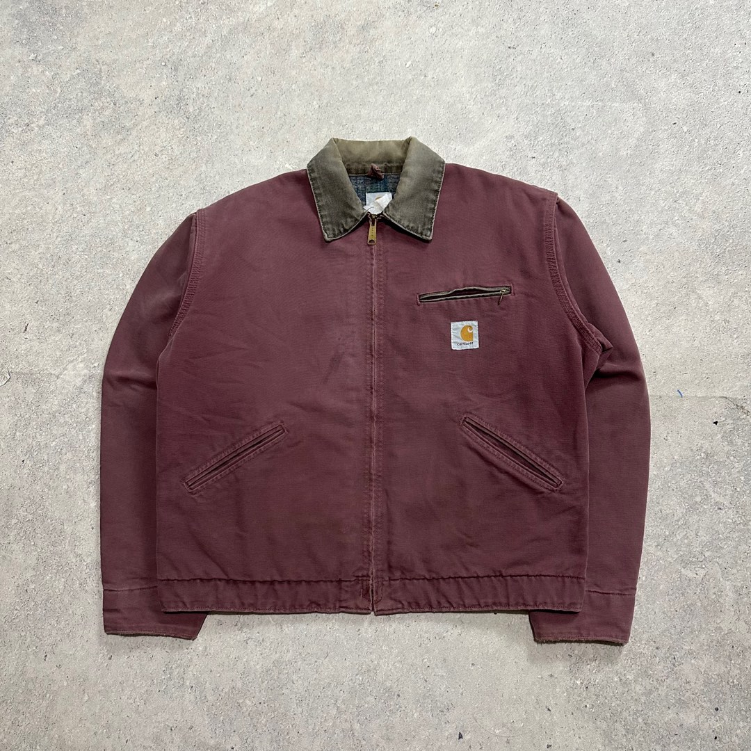 Carhartt Detroit JB1236 Redwood Jacket (1995), Fesyen Pria, Pakaian ...