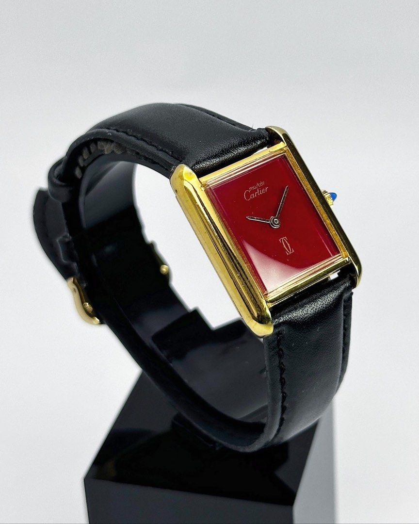 Cartier Tank Burgundy Red Dial Manual Winding 23x30mm, Luxury, Watches ...