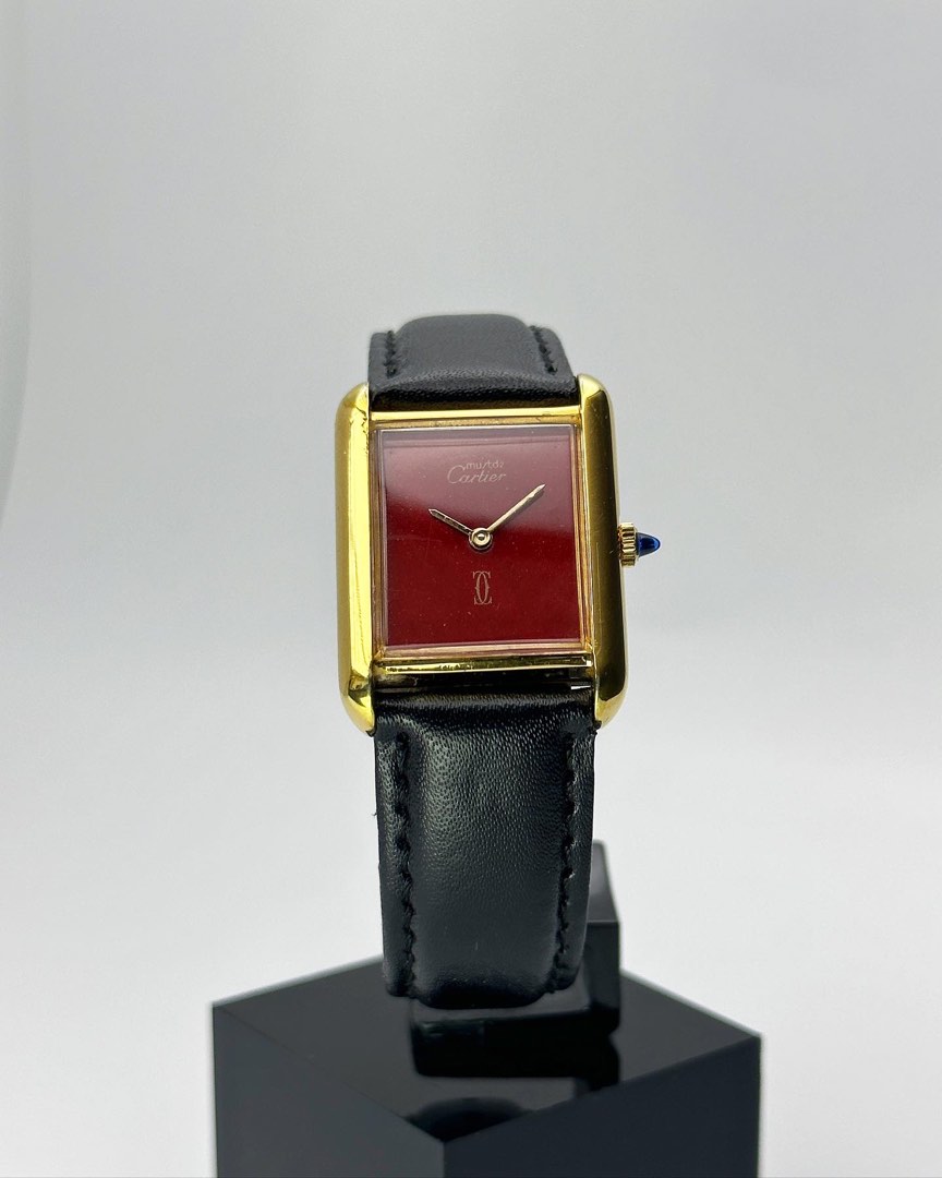 Cartier Tank Burgundy Red Dial Manual Winding 23x30mm, Luxury, Watches ...