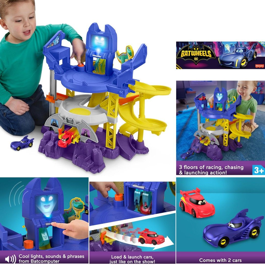 Fisher Price DC Batwheels Batman Toy Car Race Track Playset, Launch ...