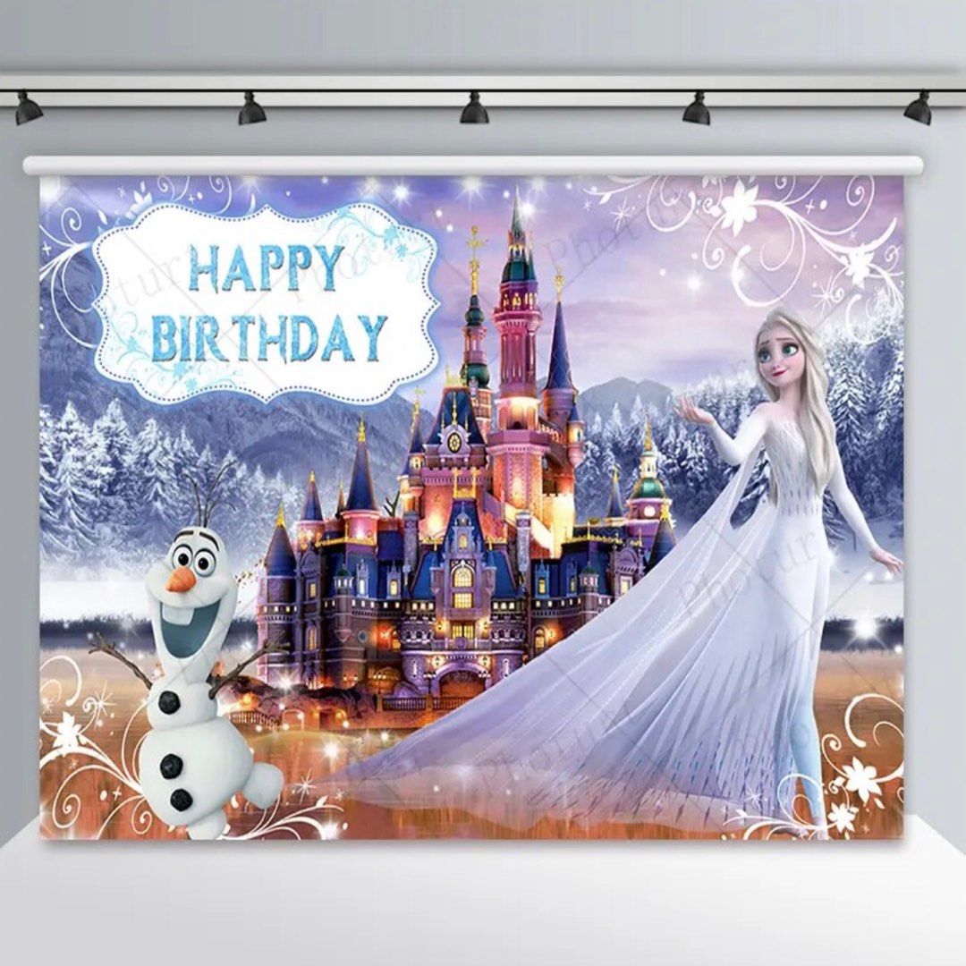 Frozen theme party supplies - birthday banner backdrop / party deco ...