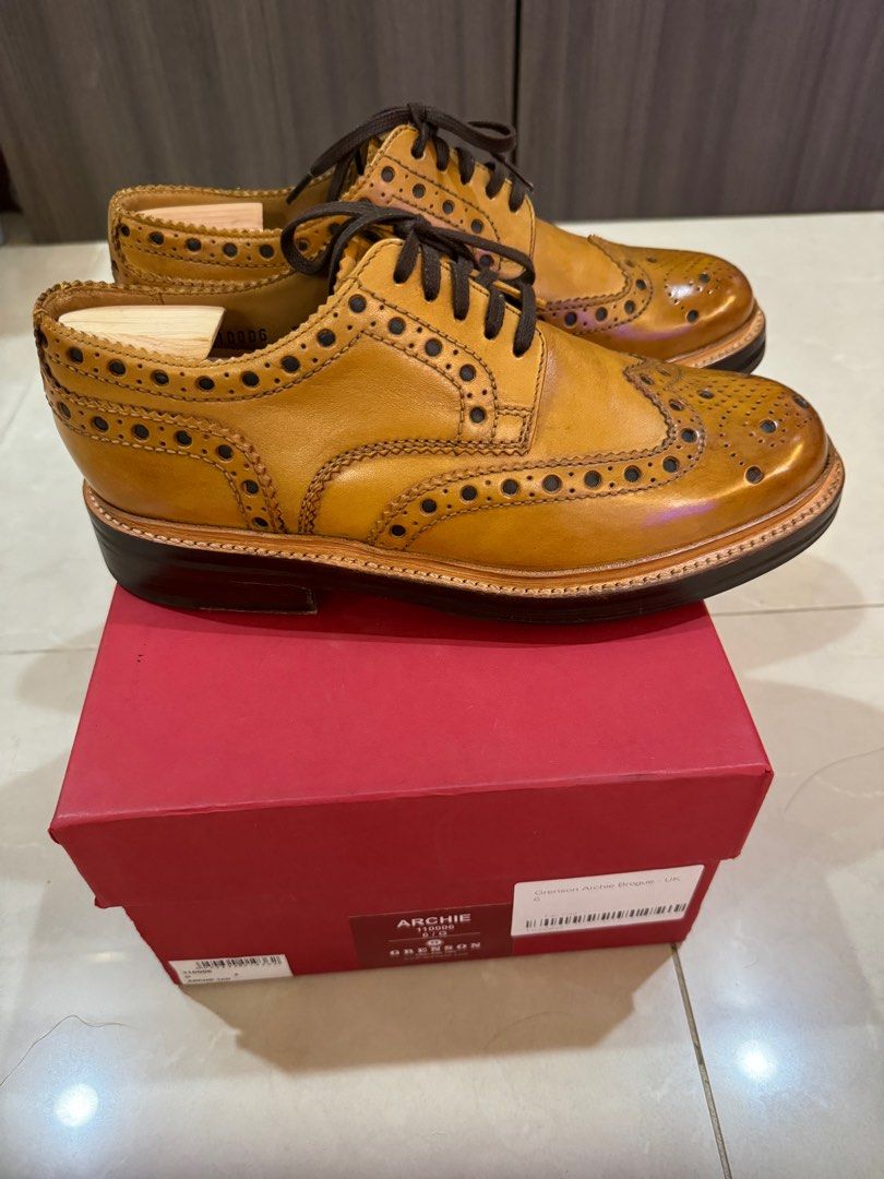 Grenson Archie brogue Tan Calf, Men's Fashion, Footwear, Dress Shoes on ...