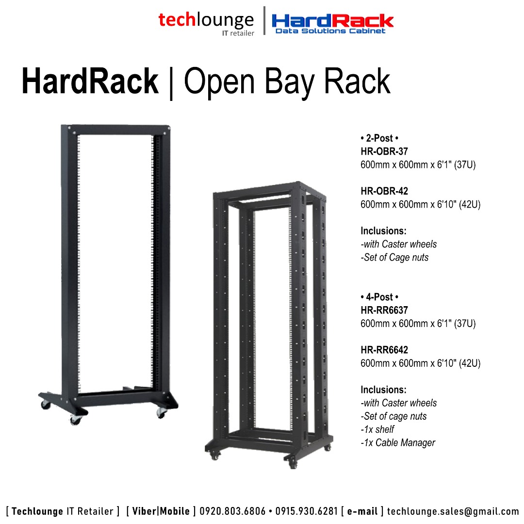 HARDRACK OPEN BAY RACK - 2-POST / 4-POST | 37U / 42U | 600mm x 600mm ...