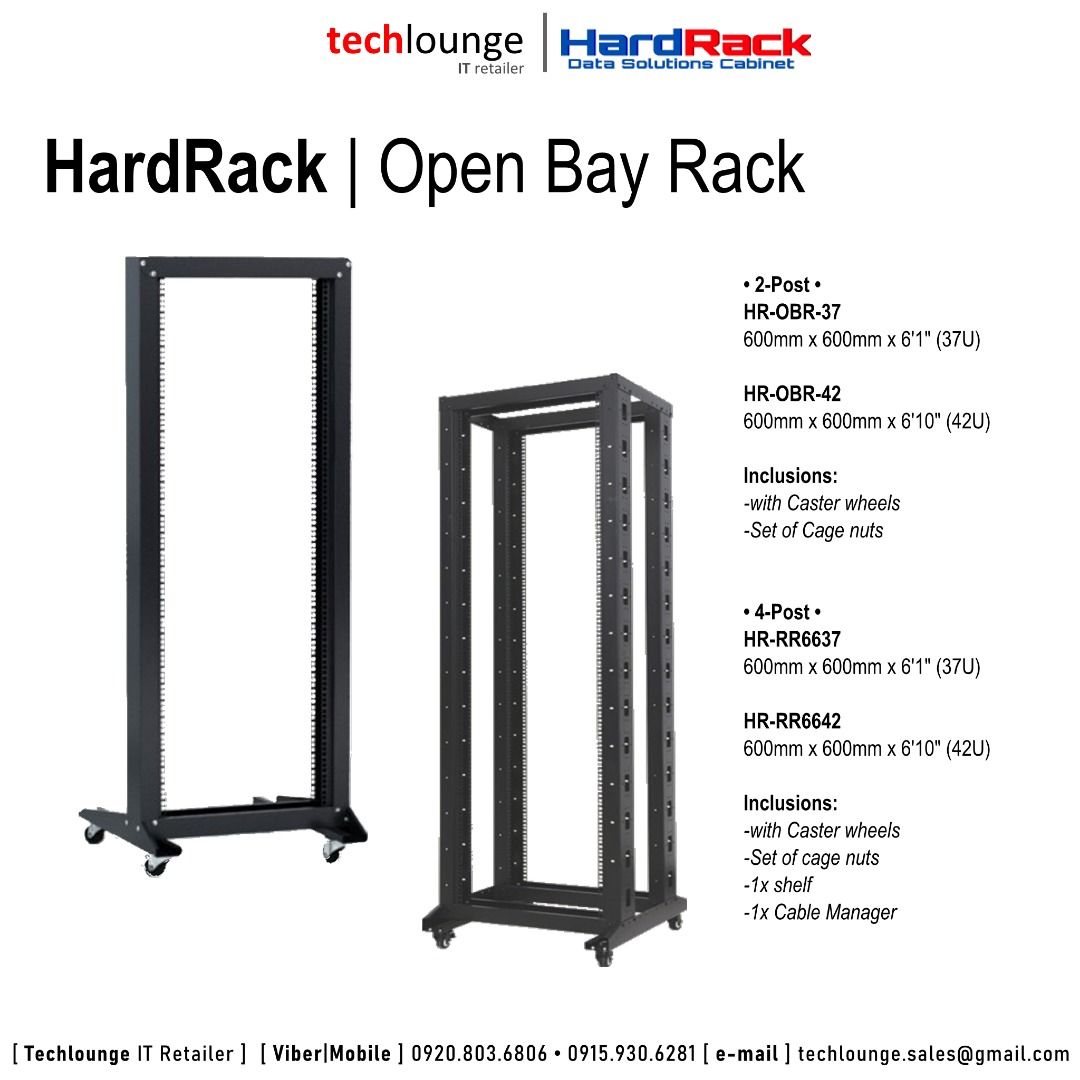 HARDRACK OPEN BAY RACK - 2-POST / 4-POST | 37U / 42U | 600mm x 600mm ...