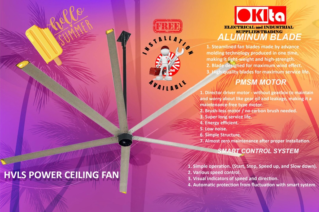 HIGH VOLUME LOW SPEED (HVLS) POWER FAN/FREE INSTALLATION, TV & Home ...