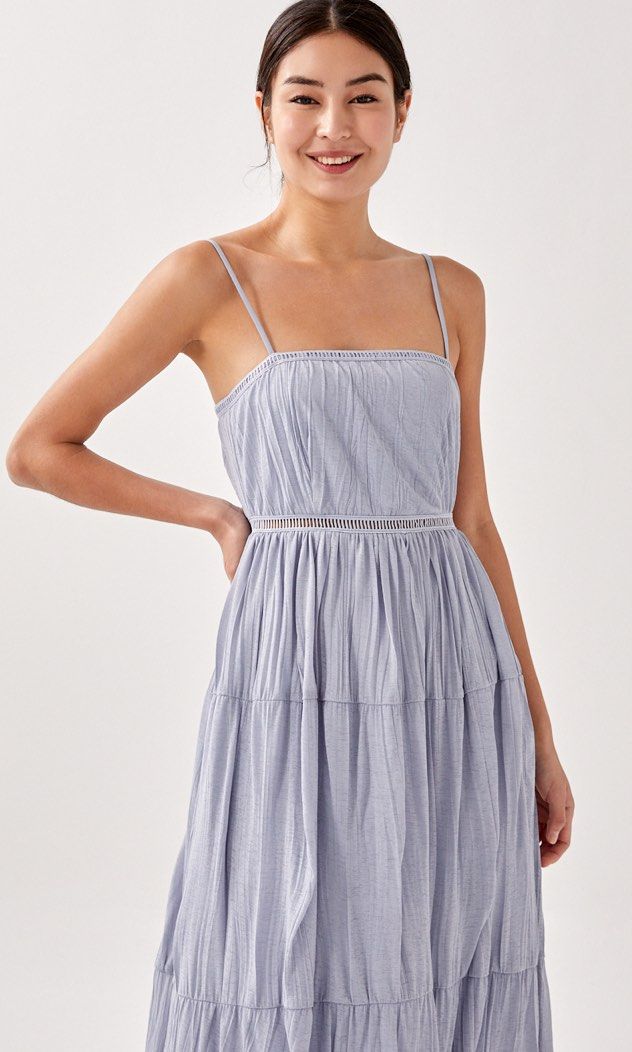 Love Bonito Charlotta Tiered Crinkled Maxi Dress, Women's Fashion ...
