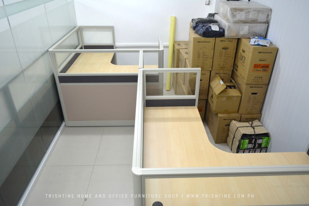 L-Type Fabric with Glass Workstation Cubicle Partition/ Office ...
