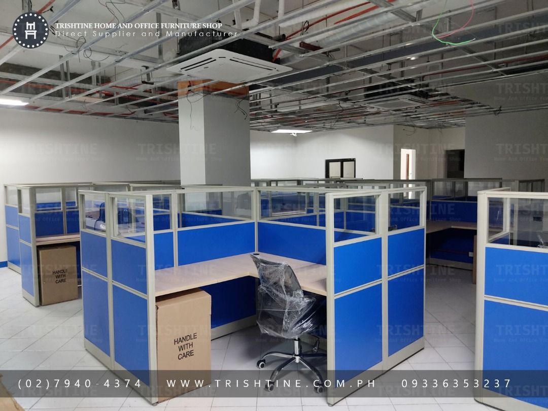 L-Type Fabric with Glass Workstation Cubicle Partition/ Office ...