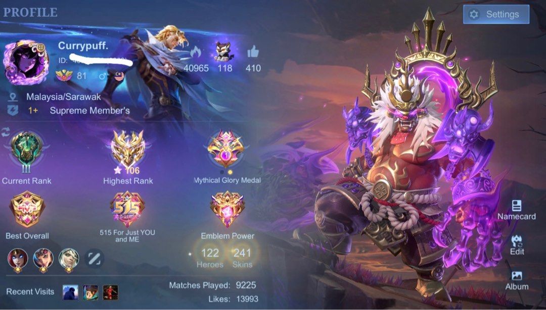 MLBB Mythical Glory ACCOUNT 241 skins, Video Gaming, Video Games ...