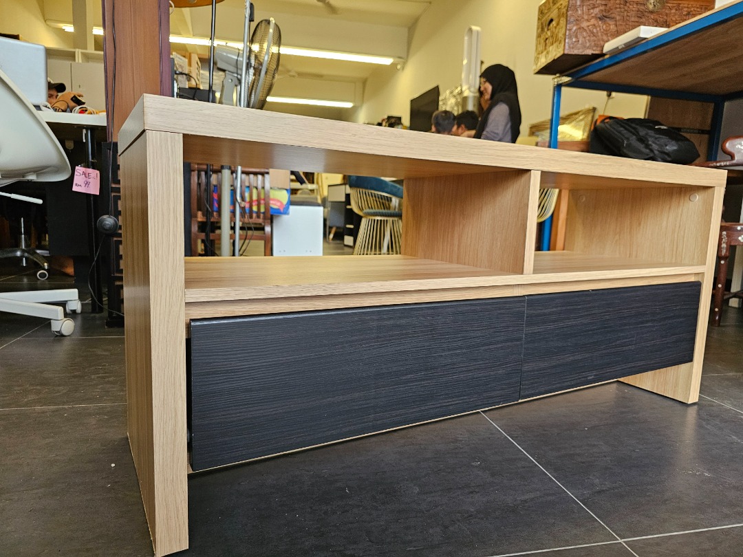 Scandi Oak Wood TV Bench | Bangku TV Kayu Oak Scandi, Furniture & Home ...