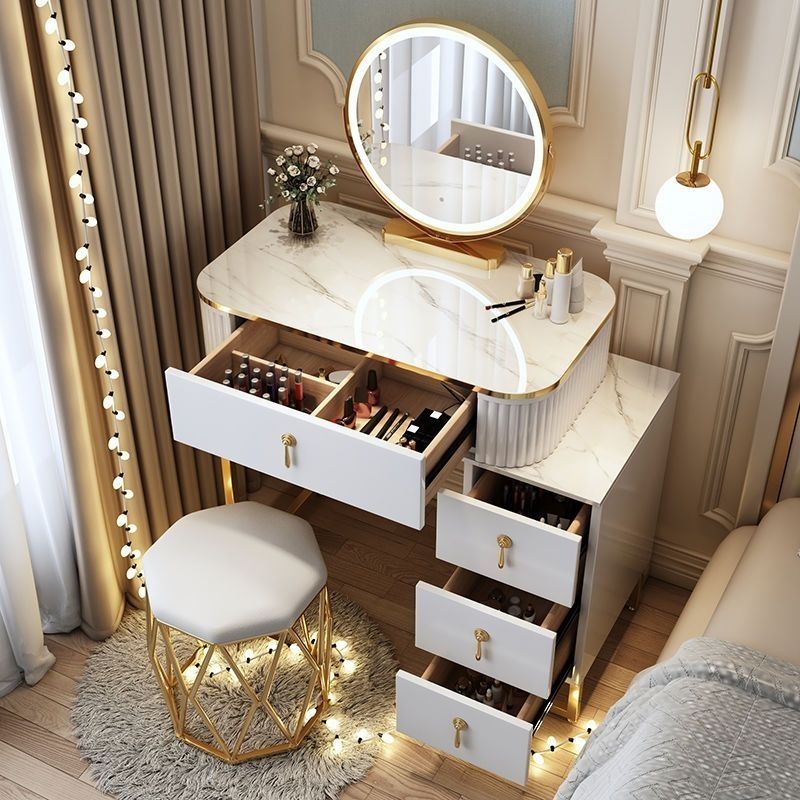 solid wood dressing set table with LED mirror and 3 designs chair can ...