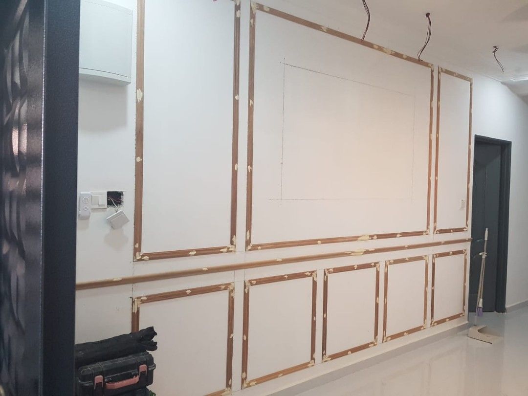 Wainscoting + Diamond mirror, Furniture & Home Living, Home Decor ...