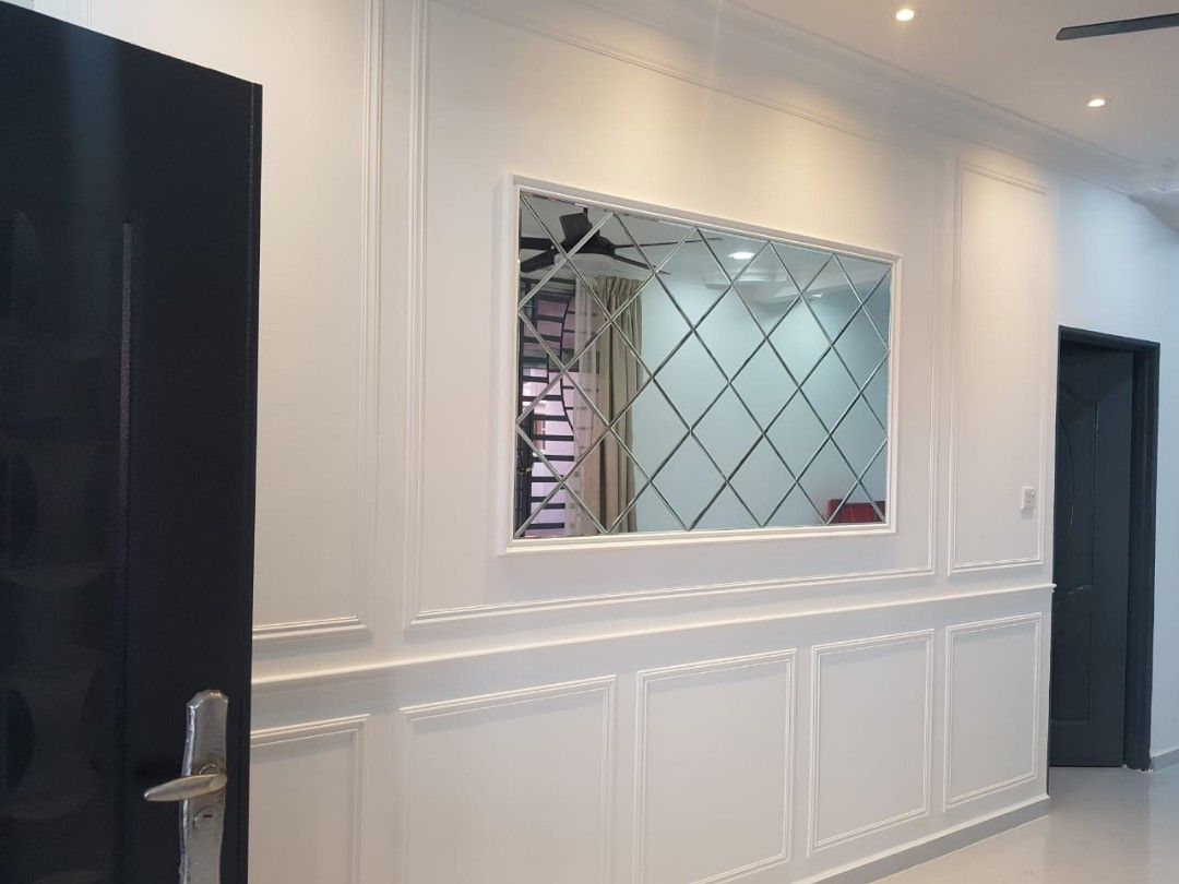 Wainscoting + Diamond mirror, Furniture & Home Living, Home Decor ...