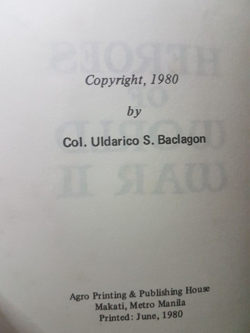 1980 Filipino Heroes of World War II Col. Baclagon Vintage Filipiniana ...