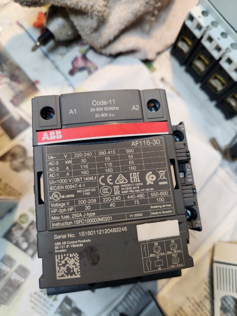 ABB CONTACTOR 24V AC DC (90KW 125HP), (55KW 75HP), (22KW 40HP), TV ...