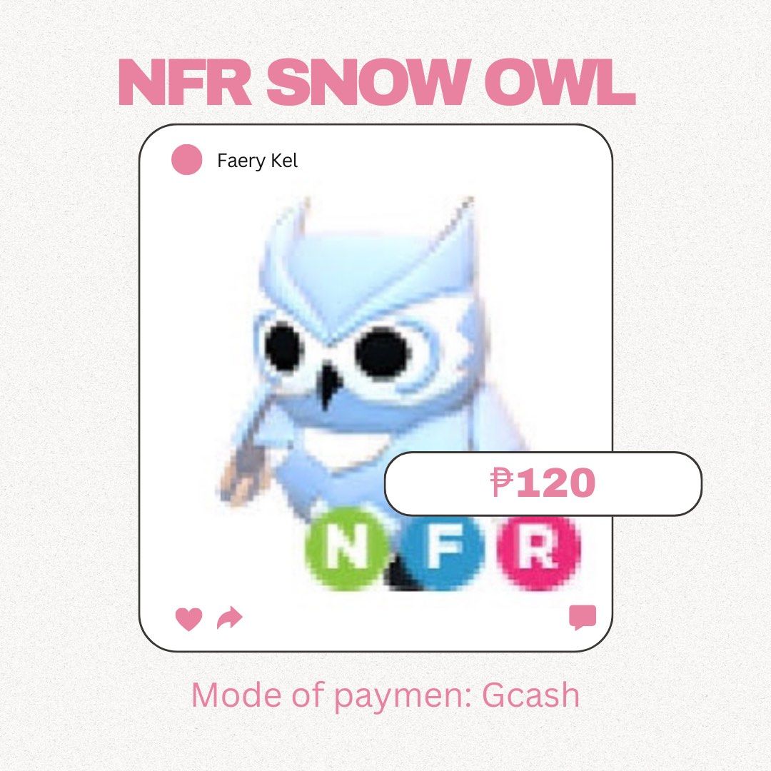 ADOPT ME | NFR SNOW OWL, Video Gaming, Video Games, Others on Carousell