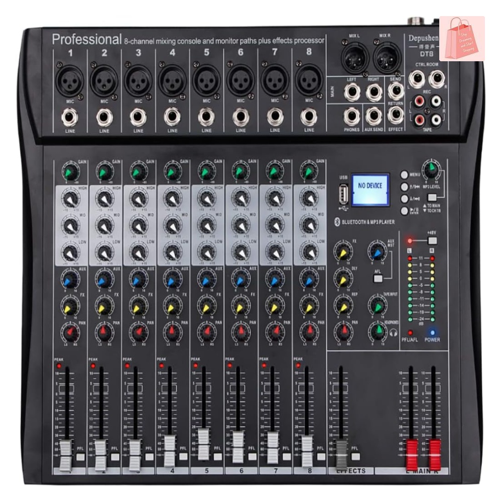 Depusheng DT8 Professional 8 Channel DJ Sound Mixing Console with ...