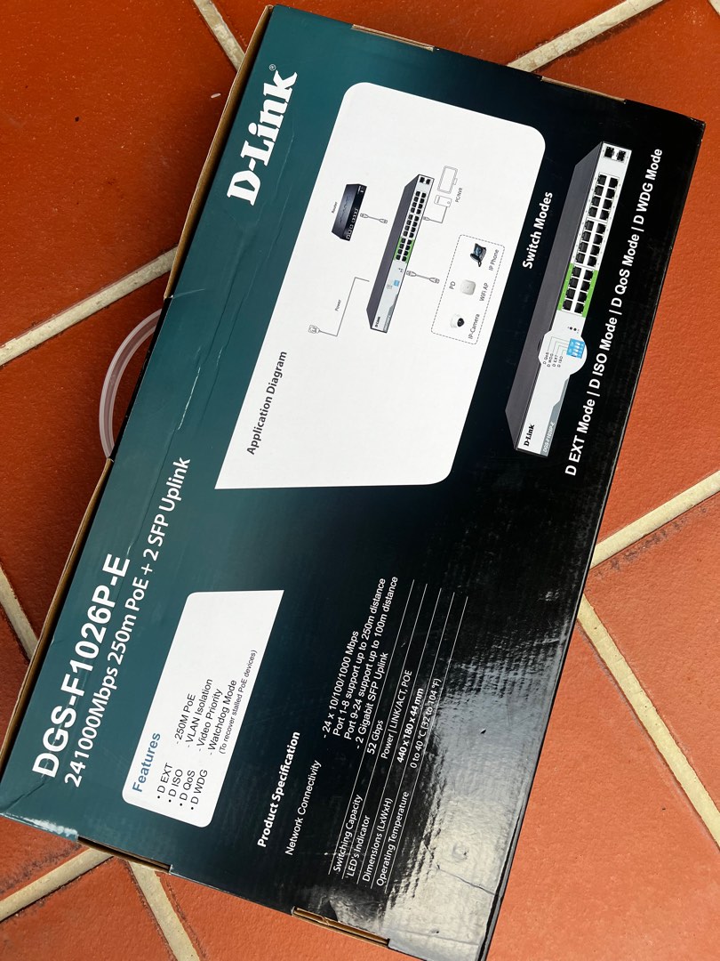 D-Link 250M 24 Port 1000Mbps Full Gigabit PoE Switch with 2 SFP Ports ...