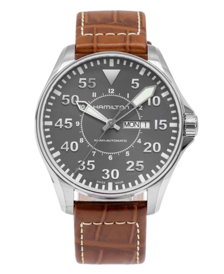 Hamilton Khaki Aviation Pilot Day Date Auto 46mm H64715885, Luxury ...