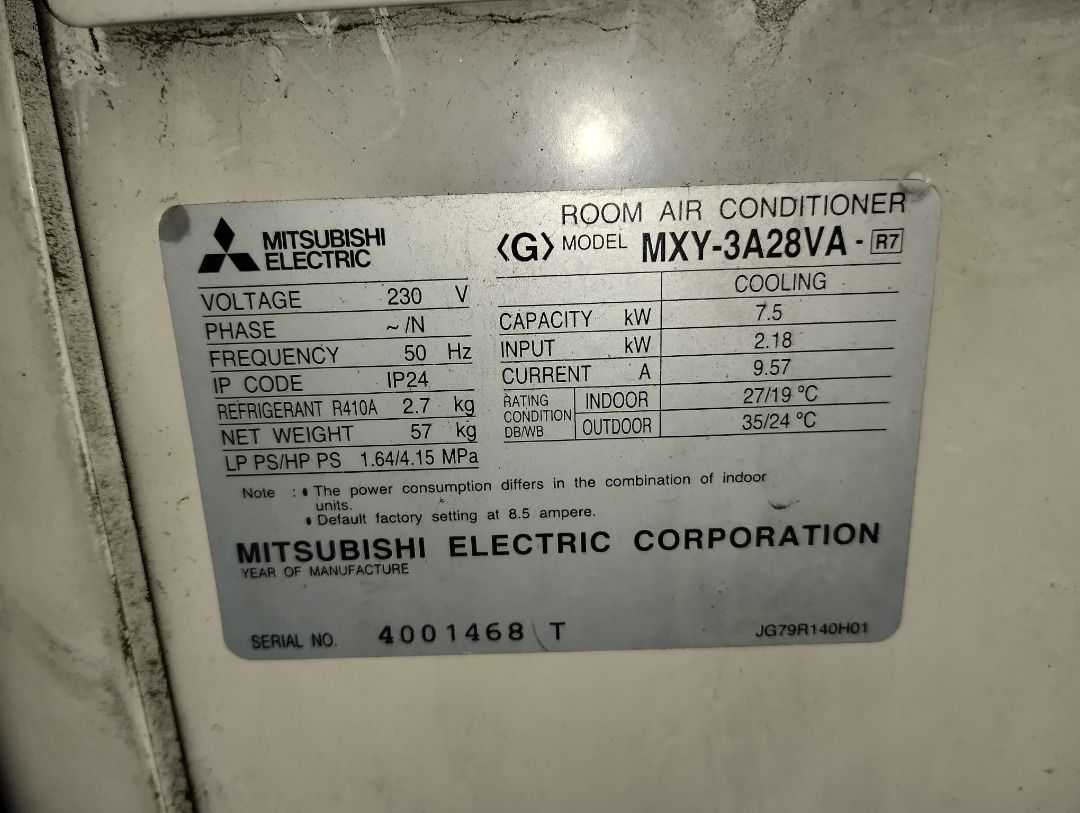 Mitsubishi MXY-3A28VA condenser, TV & Home Appliances, Air Conditioners ...