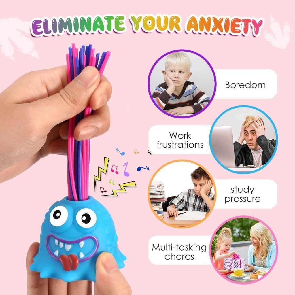 Musical Monster Fidget Toys for Kids Children monger hair with sound ...