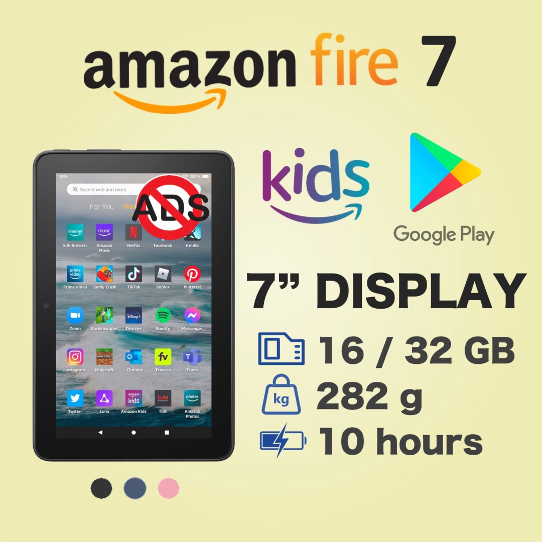 [No Ads] All-New Fire 7 (12th Gen) - 96 GB + 7 Inch Display | Amazon ...