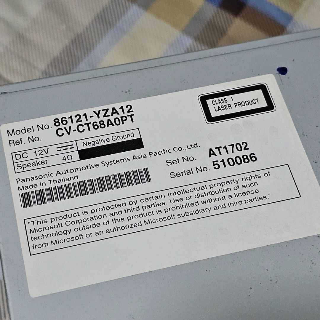 Panasonic Head unit, Car Parts & Accessories, Audio, Video, Alarm and ...