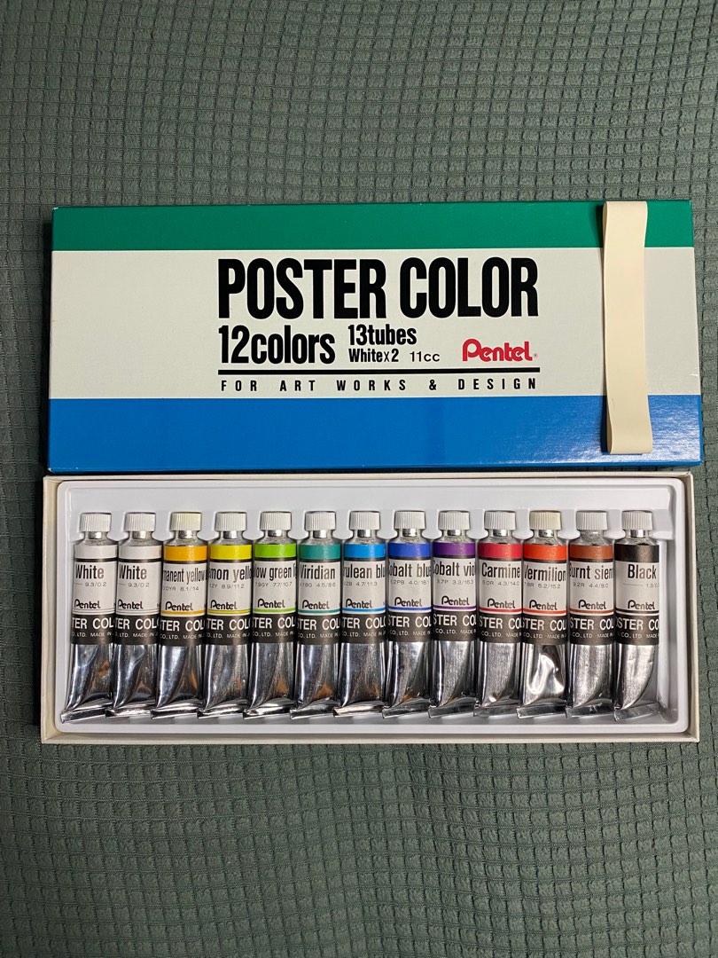 PENTEL 12 Poster Color set, Hobbies & Toys, Stationary & Craft, Craft ...