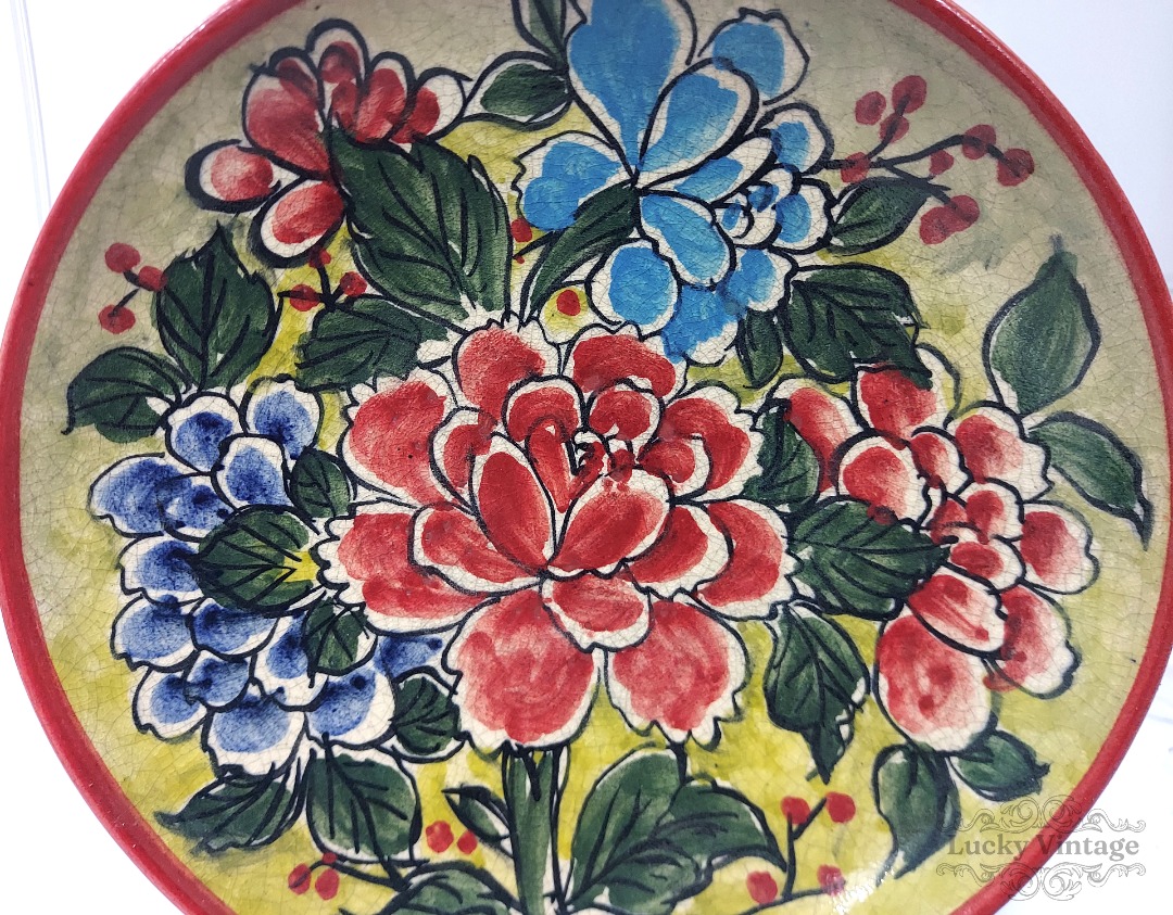 Piring Hias Cina Flower Bunga Keramik Pajangan Dinding Antik Lawas ...