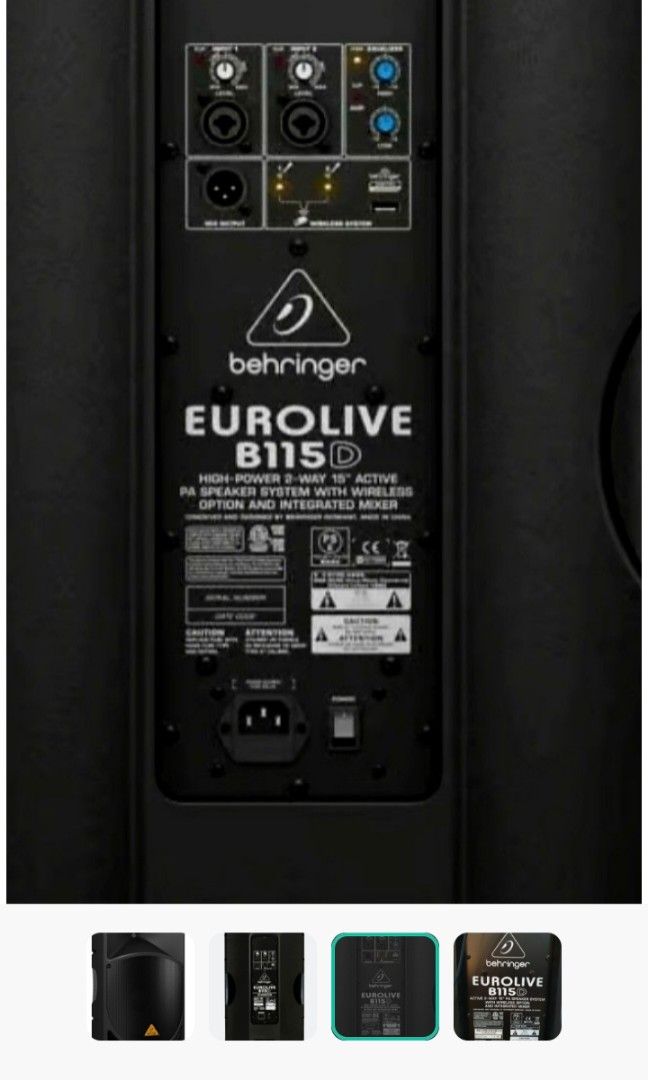 Speaker Behringer B115D 1000W, 15 inches Woofer, Active PA Speaker 1pc ...