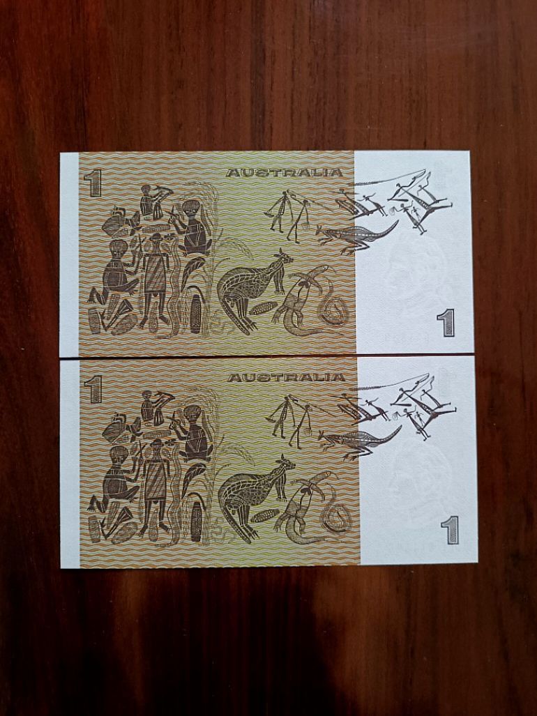 70-80s Australia 1 Dollar Note Mint Condition Running Number 2 Pcs $30 ...