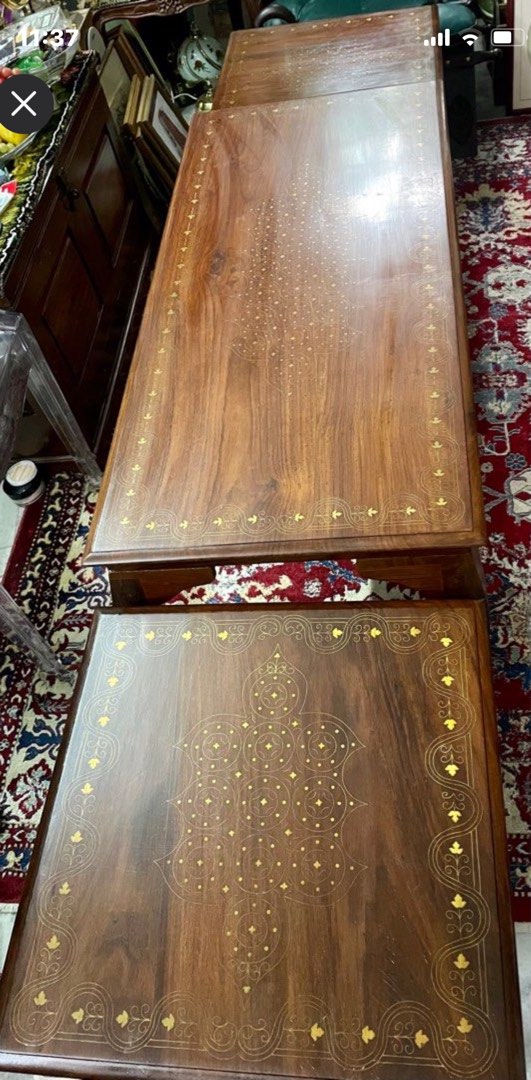 | CLEARANCE | Rosewood Fine Brass Inlay Coffee Tables Set / Made In ...