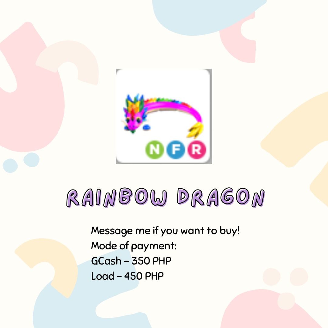 ADOPT ME NFR RAINBOW DRAGON (NEON FLY RIDE), Video Gaming, Video Games ...