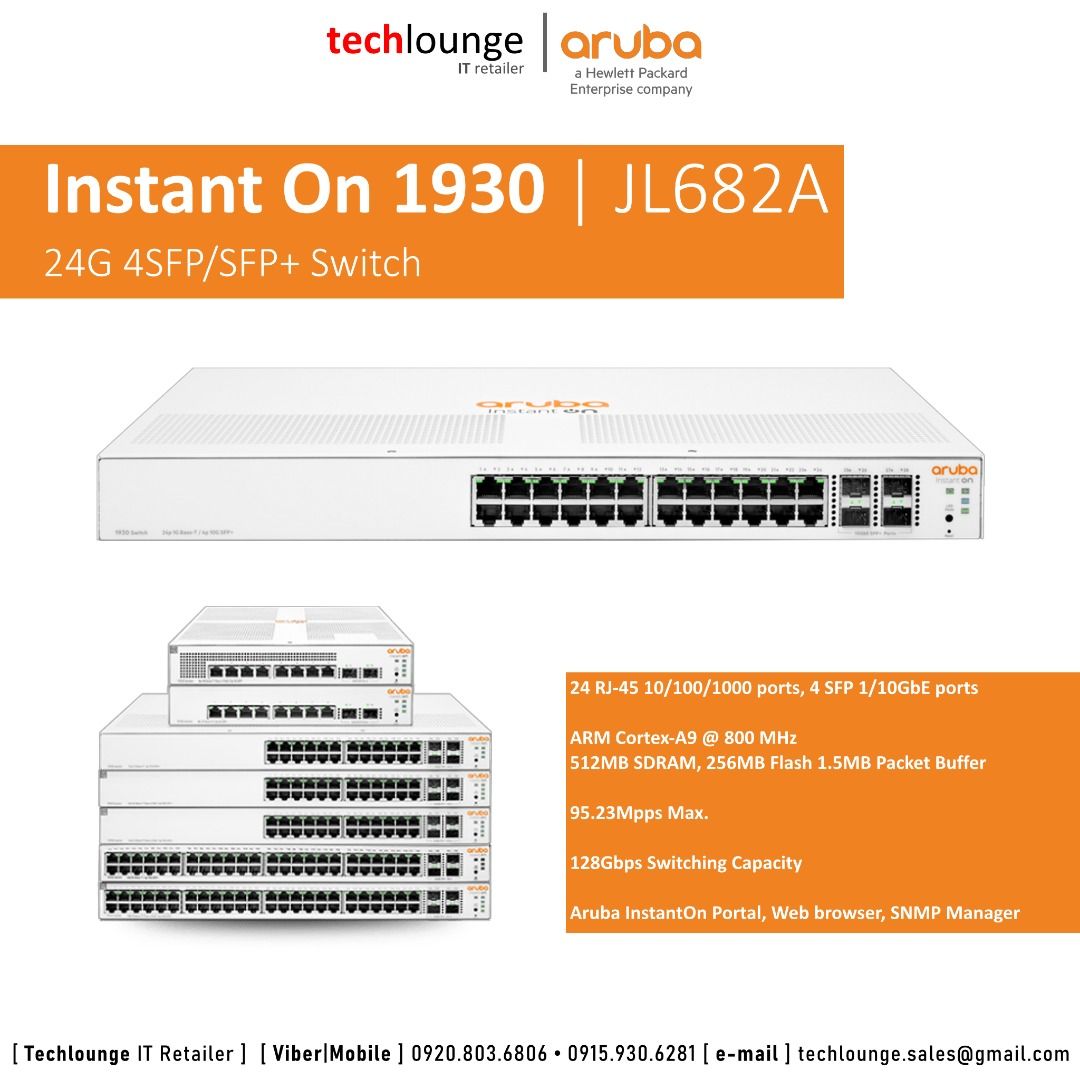 ARUBA INSTANT ON 1930 | JL682A - 24G 4SFP/SFP+ Switch, Computers & Tech ...