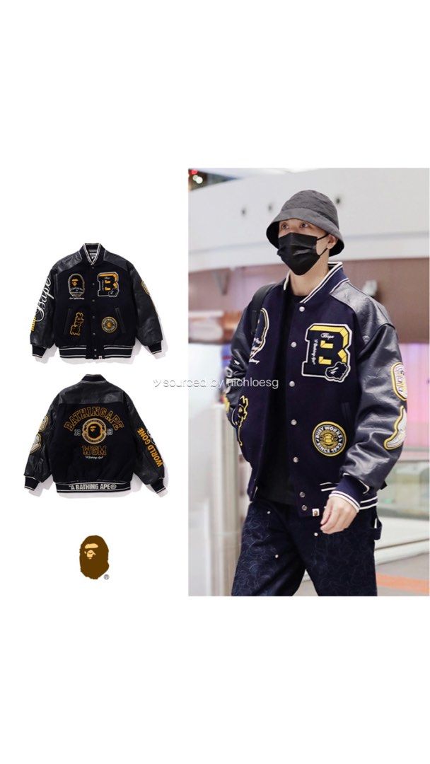 BAPE PATCH VARSITY JACKET, Men's Fashion, Coats, Jackets and Outerwear ...