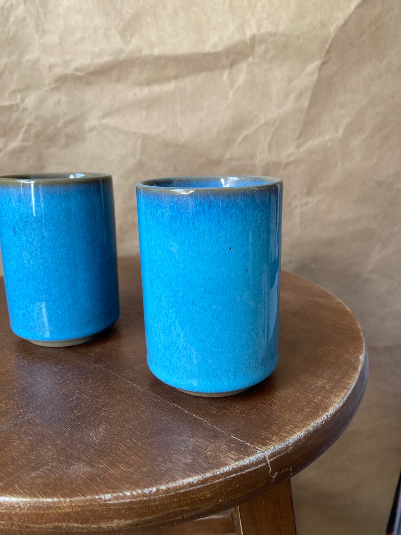 Cerulean Tenmoku Glaze Teacups (SOLD AS PAIR), Furniture & Home Living, Kitchenware & Tableware ...