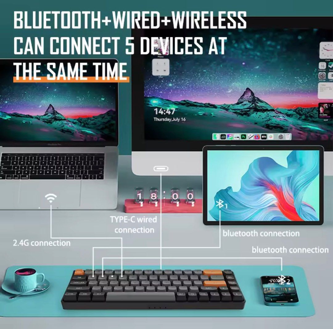 Darkflash GD68 Mechanical Keyboard 68 Keys Bluetooth USB Type-C Wired ...