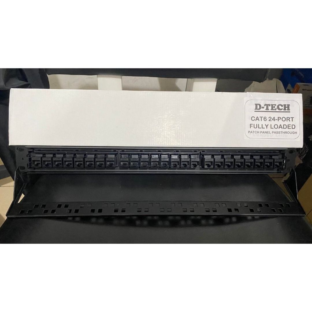 D-TECH 24 Ports Patch Panel Cat6 Fully Loaded 1Ru (Passthrough ...