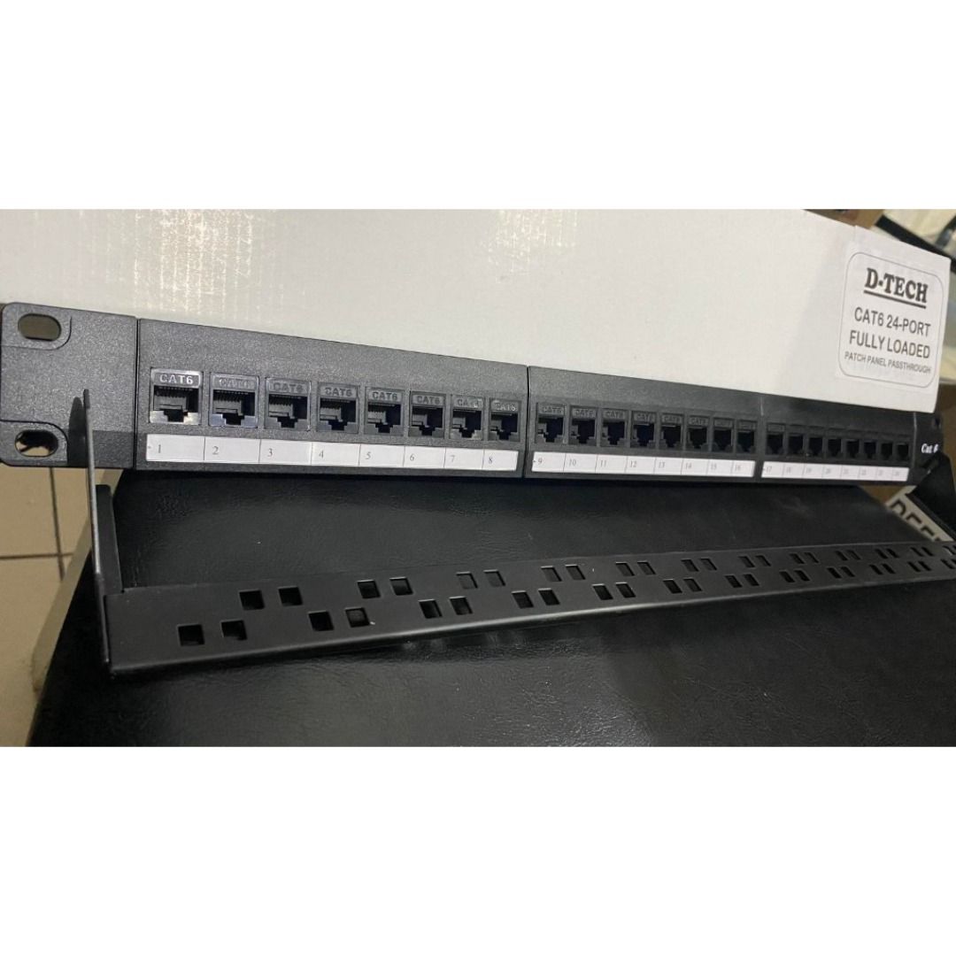 D-TECH 24 Ports Patch Panel Cat6 Fully Loaded 1Ru (Passthrough ...