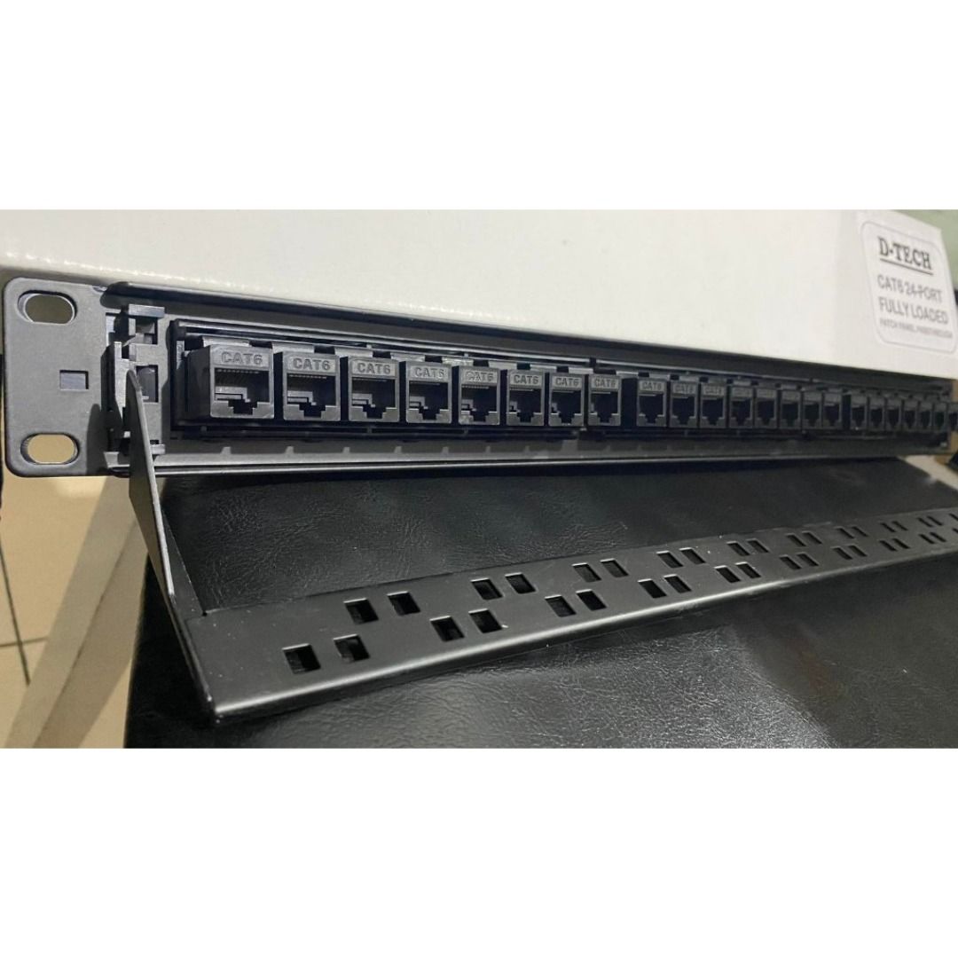 D-TECH 24 Ports Patch Panel Cat6 Fully Loaded 1Ru (Passthrough ...