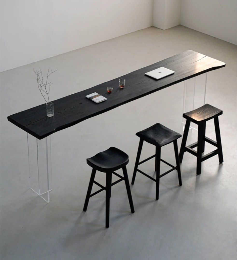 GEGEA Modern Black Solid Wood Stool, Furniture & Home Living, Furniture ...