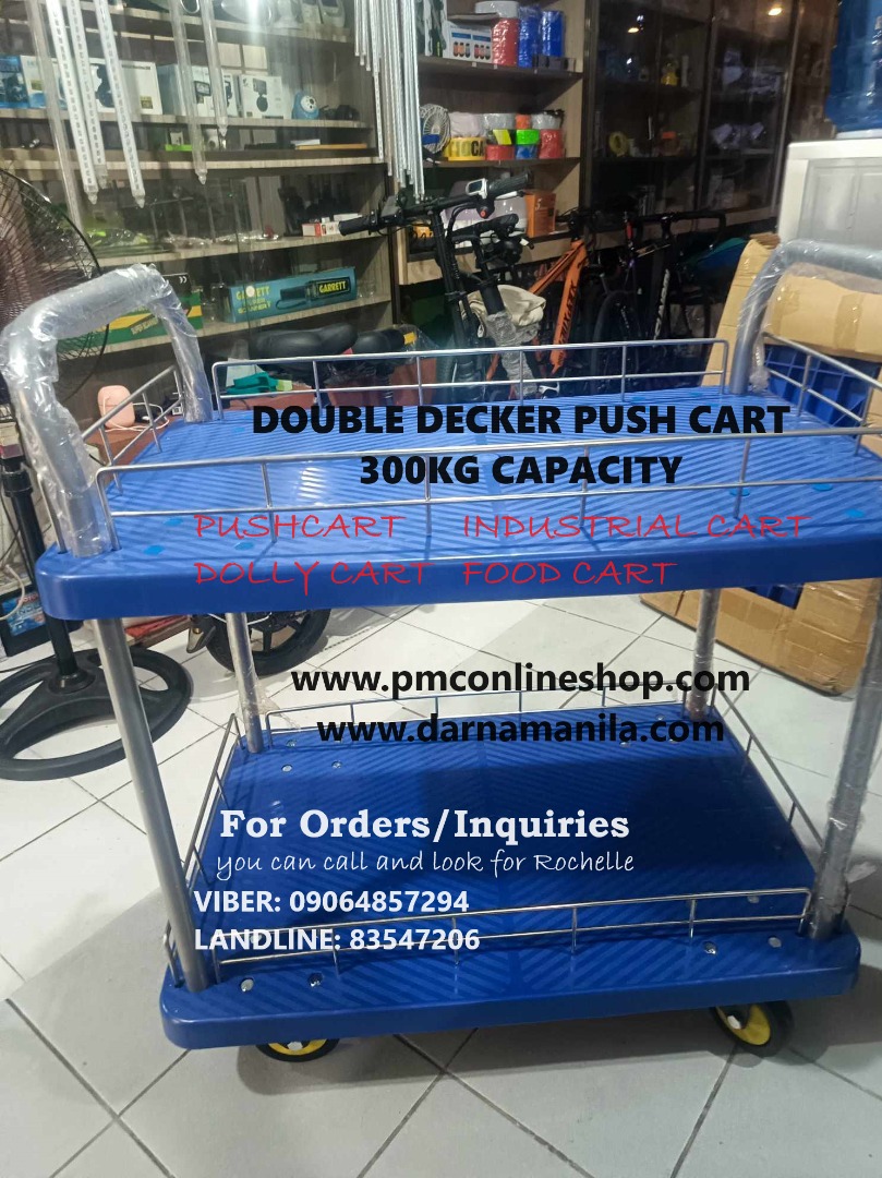Heavy Duty Double Decker Push Cart Trolly Dolly Food Cart Industrial ...