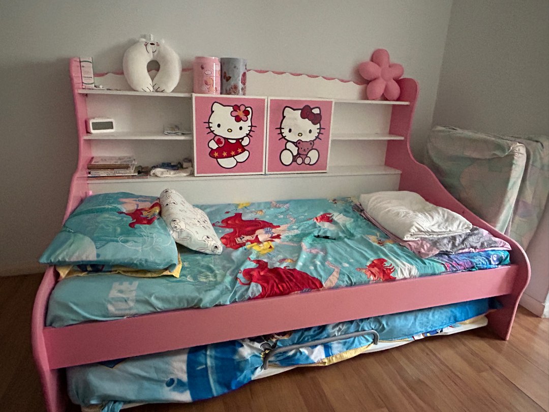 Hello Kitty Girl Bedframe, Furniture & Home Living, Furniture, Bed ...